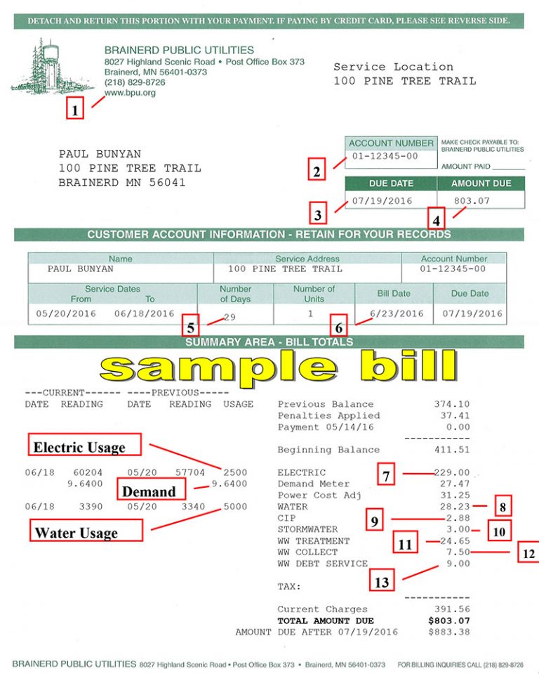How To Read Your Bill – Brainerd Public Utilities